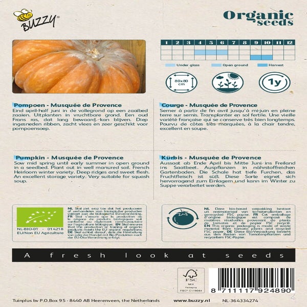 Eetbare Pompoen Musquée de Provence (BIO)